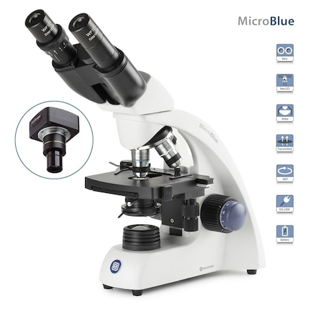 Euromex MicroBlue 40X-2500X Binocular Entry-Level Portable Compound Microscope w/10MP USB 2 ...